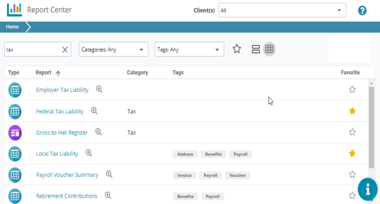 Searching for reports