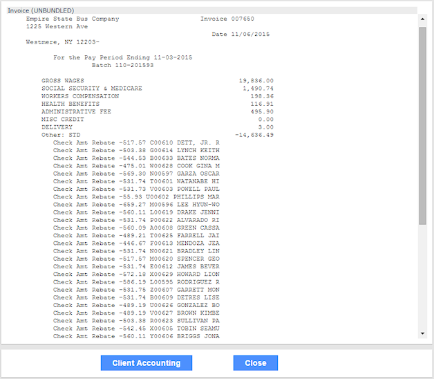 Viewing Invoice Details