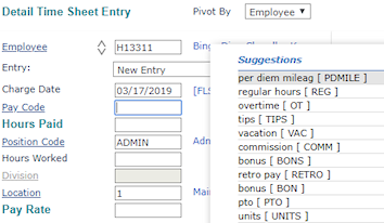 Using Time Sheet Entry Keyboard Shortcuts